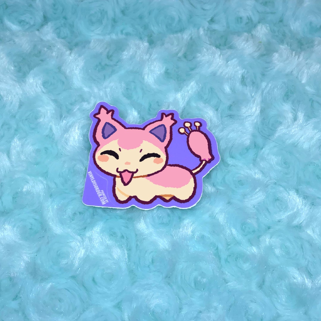 Silly Goofy Pink Cat Poke Sticker Skitty Inspired - Etsy