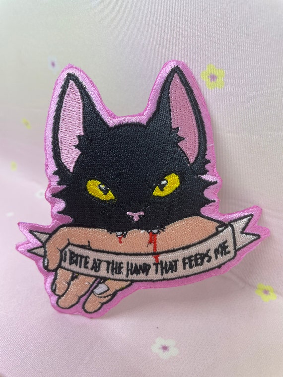 Cat Bite Iron on Patch - Etsy