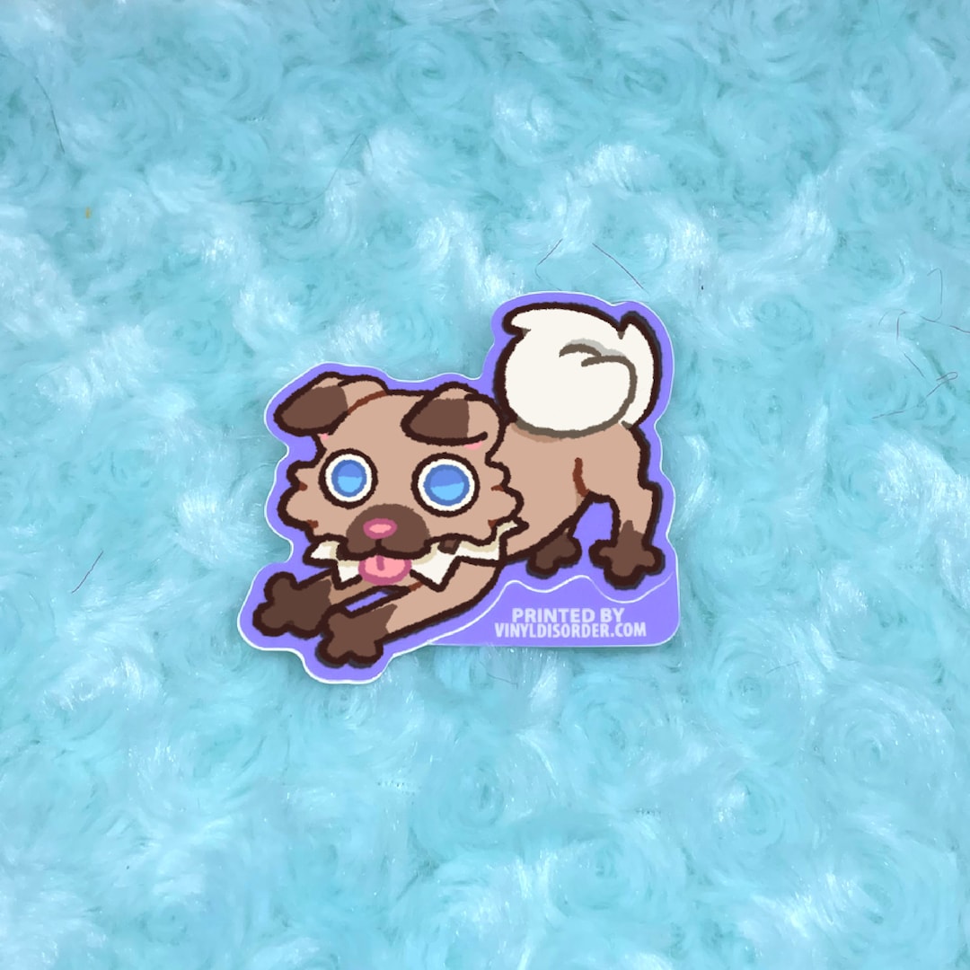 Silly Goofy Rock Dog Poke Sticker Rockruff Inspired - Etsy