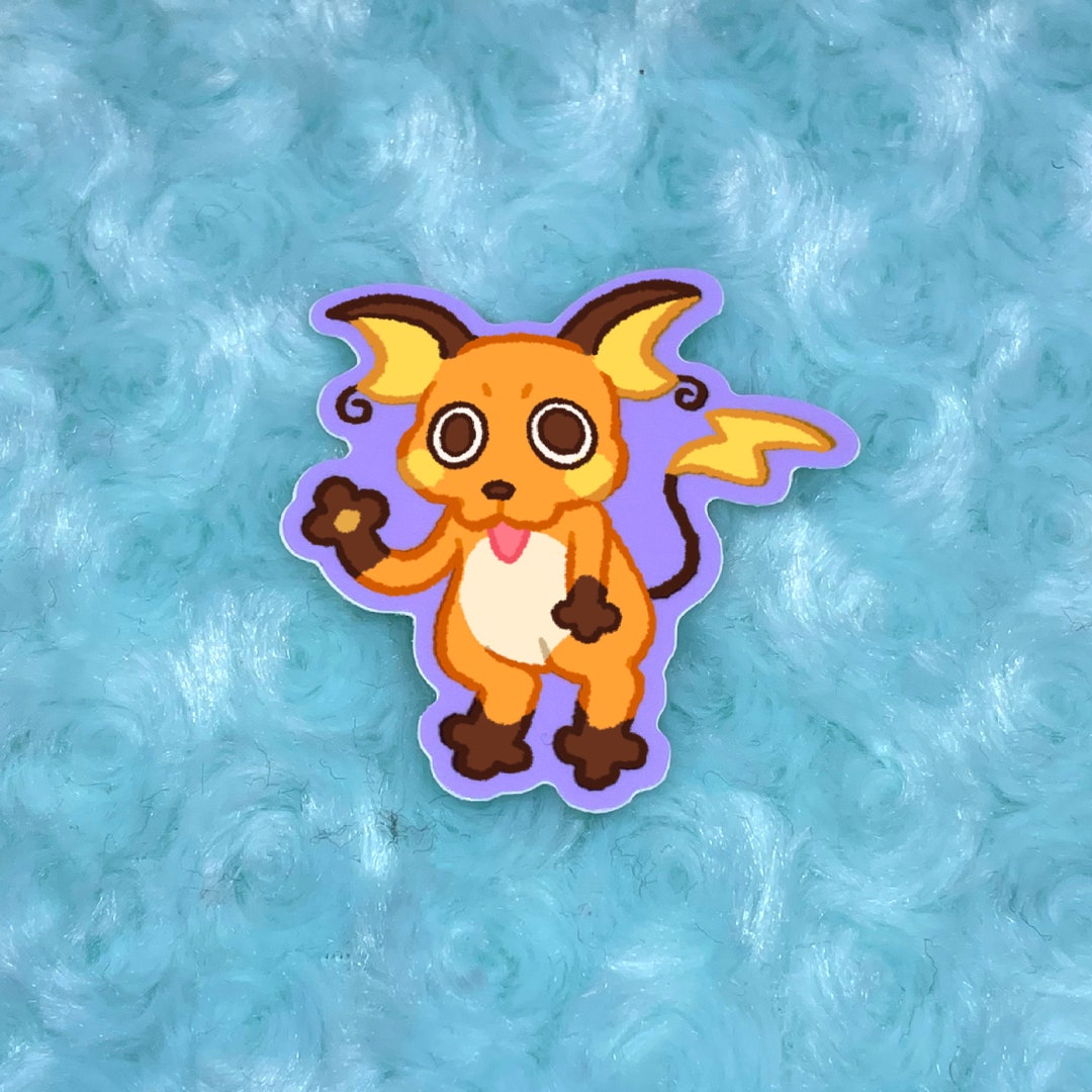 Silly Goofy Orange Pika Poke Sticker Raichu Inspired - Etsy