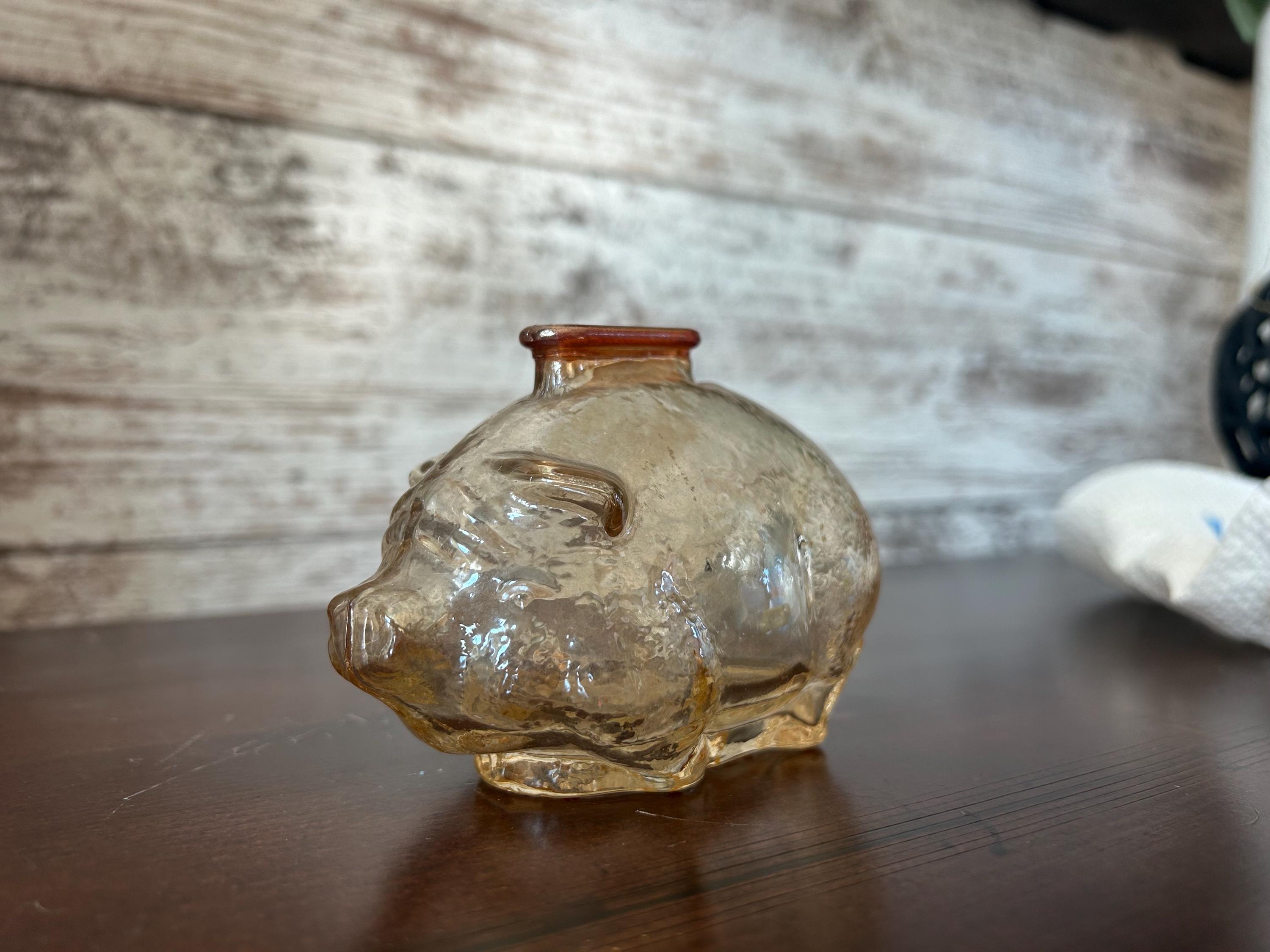 Iridescent Glass Small Pig Piggy Bank Carnival Glass Anchor Hocking ...