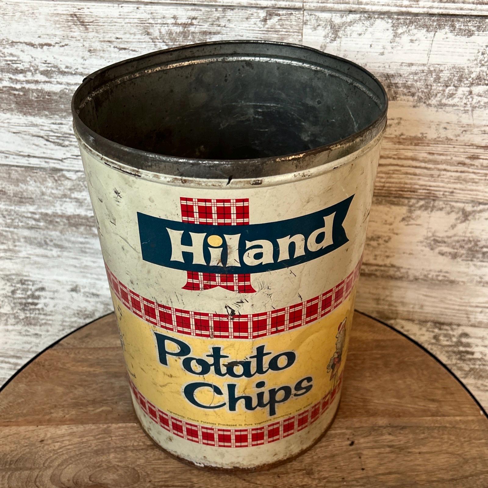 Rare Vintage Hiland Potato Chip Tin Container Canister Chippiest Chips ...