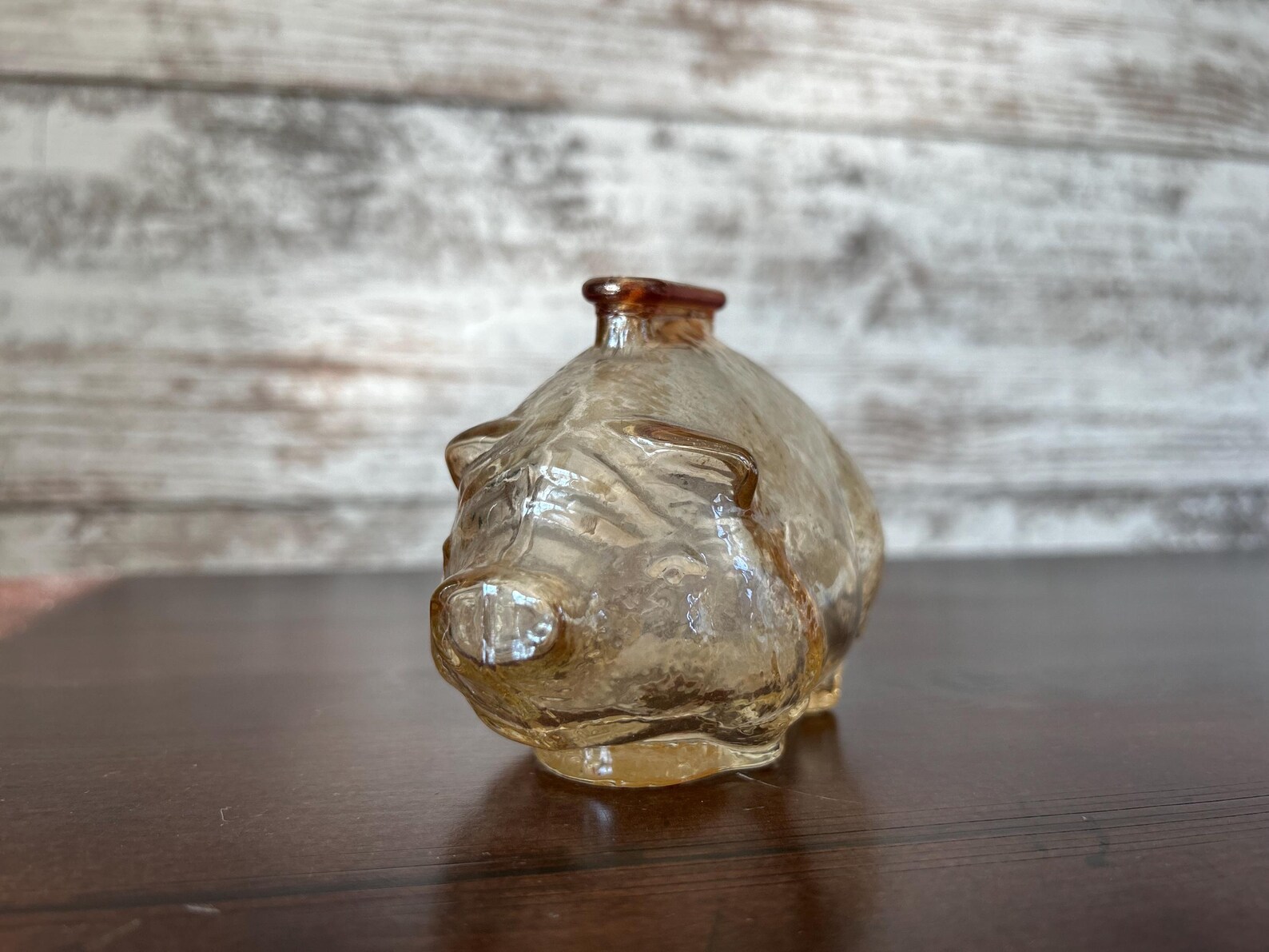 Iridescent Glass Small Pig Piggy Bank Carnival Glass Anchor Hocking Amber - Etsy