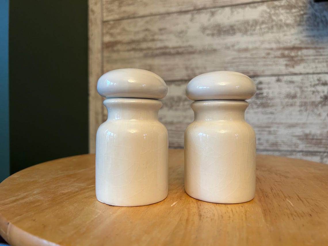 White Ceramic Goose Salt and Pepper Spice Jar Set From 90s With Lid ...
