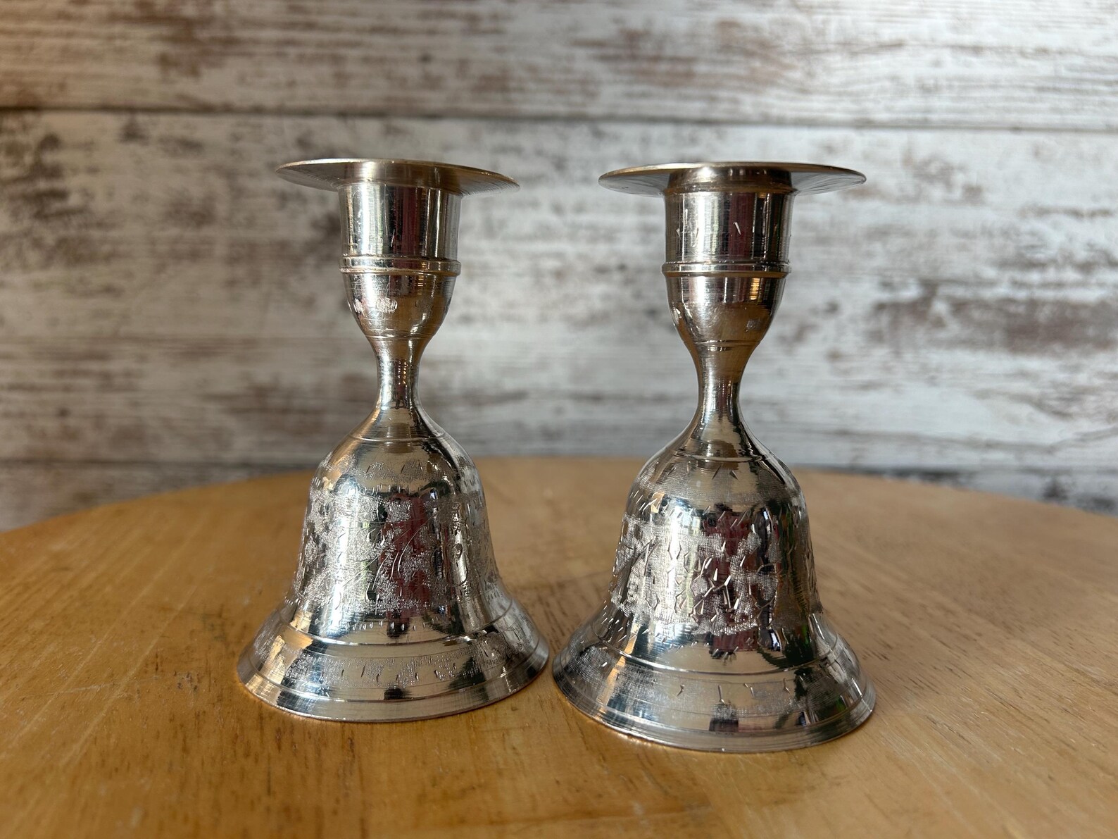 Pair of Brass Bell Candlestick Holders Vintage Hindu Temple Religious ...