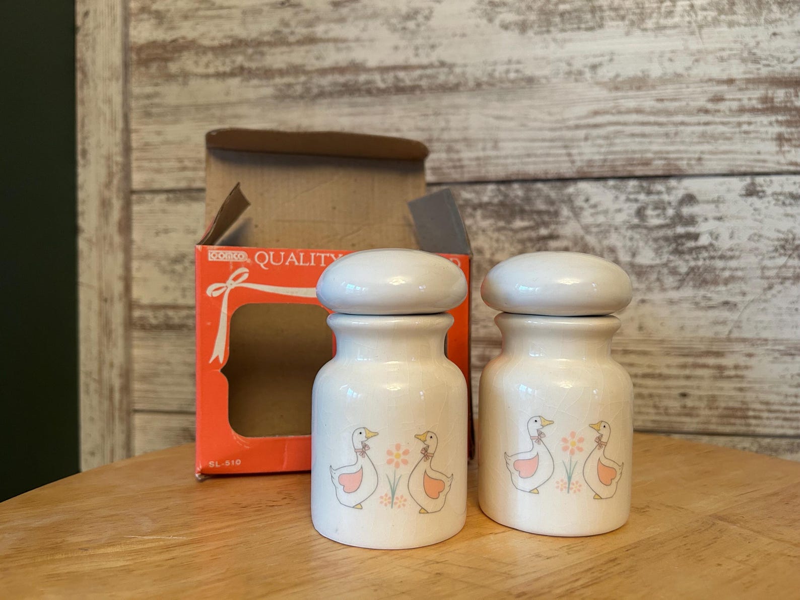 White Ceramic Goose Salt and Pepper Spice Jar Set From 90s With Lid ...