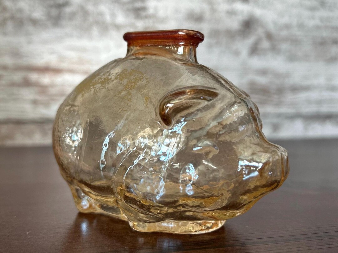 Iridescent Glass Small Pig Piggy Bank Carnival Glass Anchor Hocking ...