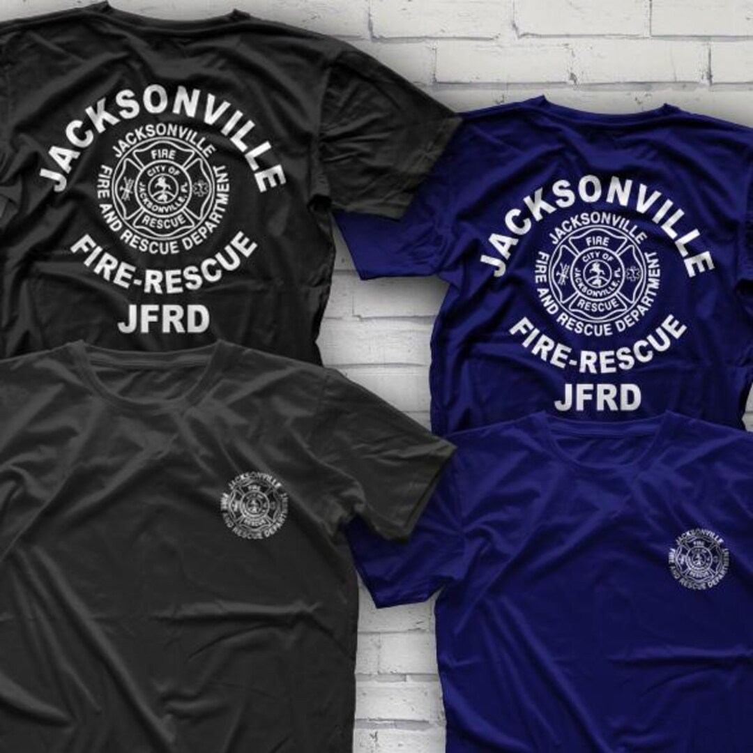 New JACKSONVILLE JFRD Fire Rescue Department Firefighter Navy T-shirt ...