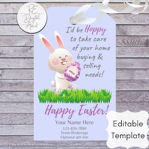 Easter Real Estate Pop by Hang Tag Editable PDF | Business Easter Bunny ...