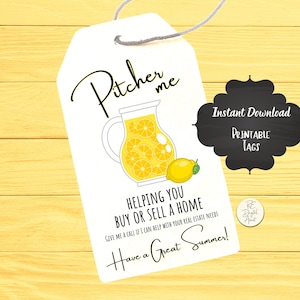PRINTABLE Lemonade Pitcher Real Estate Pop by Tags, Summer Pop by Card ...