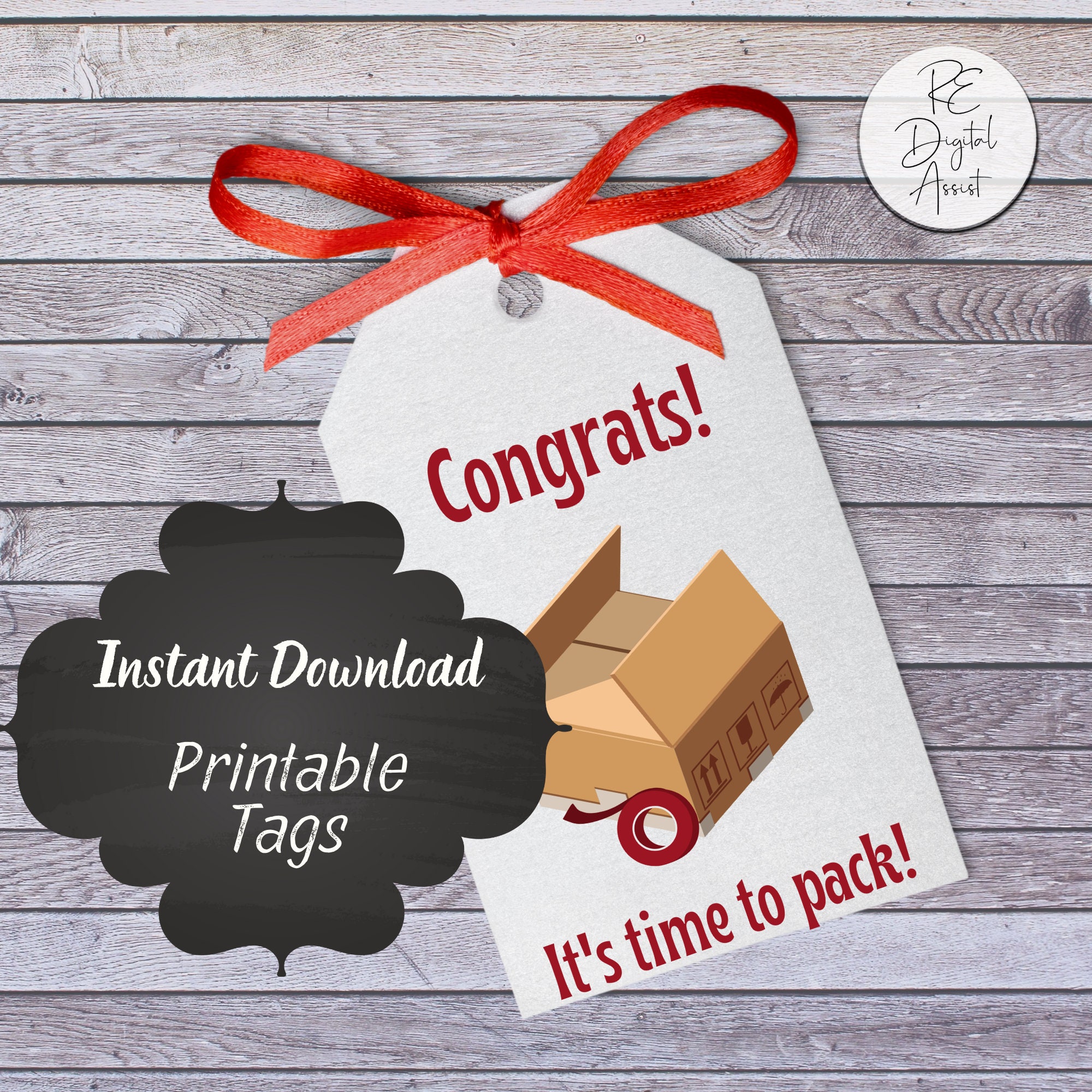 PRINTABLE Moving Congratulation Tags, Home Buyer Seller Real Estate ...