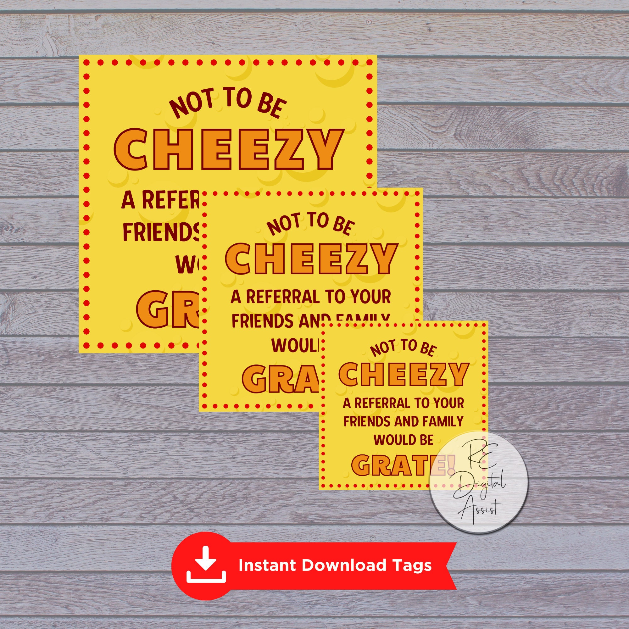 Cheese Business Referral Gift Tags, Printable Open House Client Buyer ...