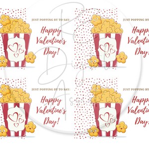 Valentine's Popcorn Treat Cards Printable, Valentine's Day Printable ...