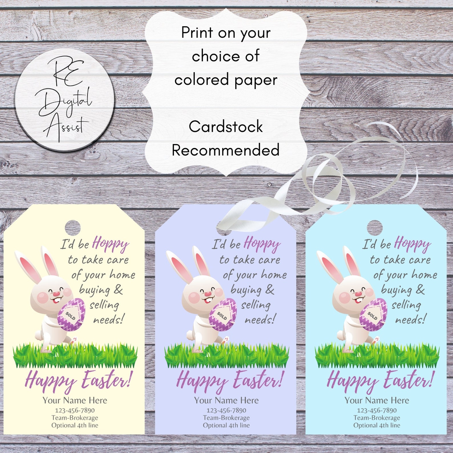 Easter Real Estate Pop by Hang Tag Editable PDF Business - Etsy