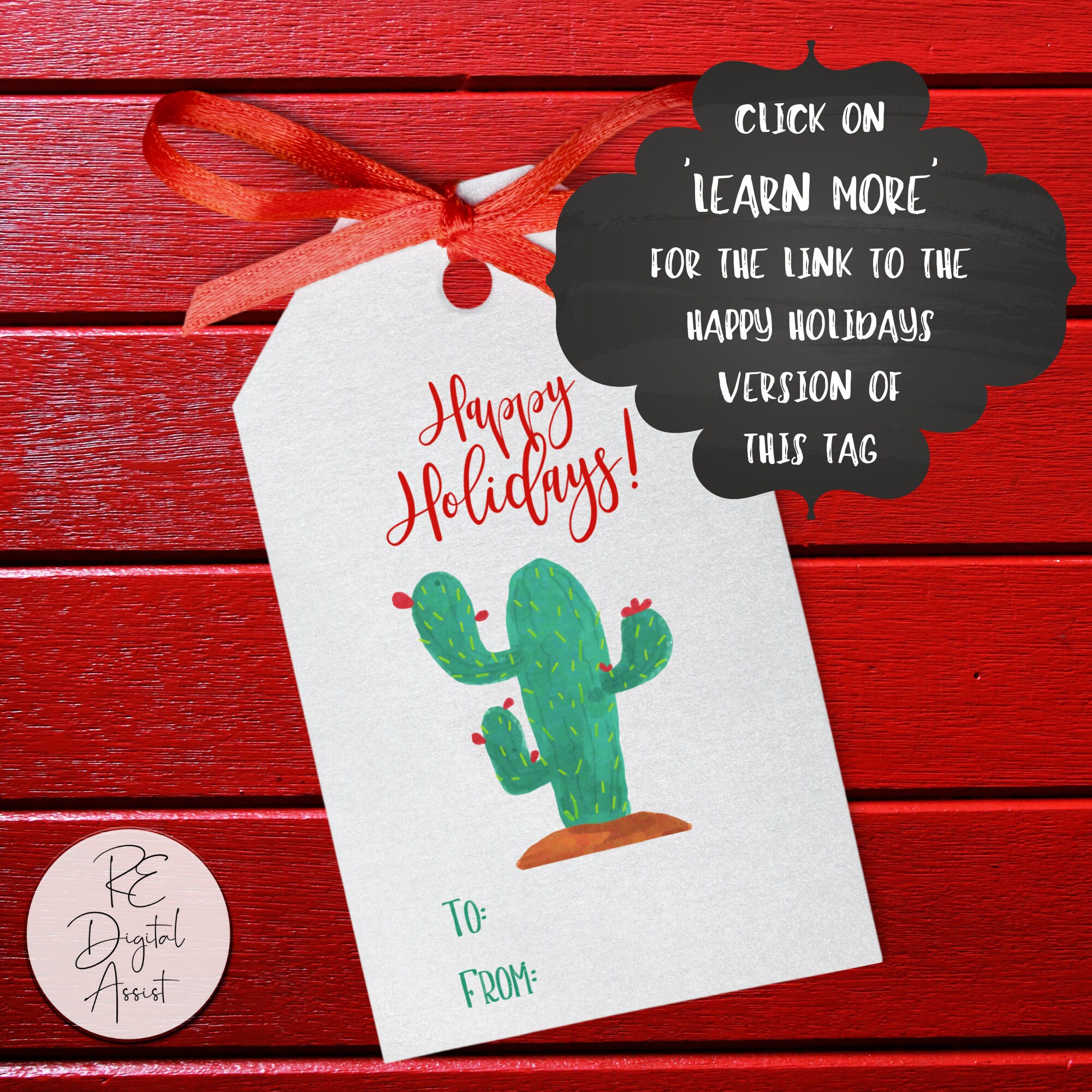 Christmas Cactus Tags Printable Holiday to From Labels - Etsy