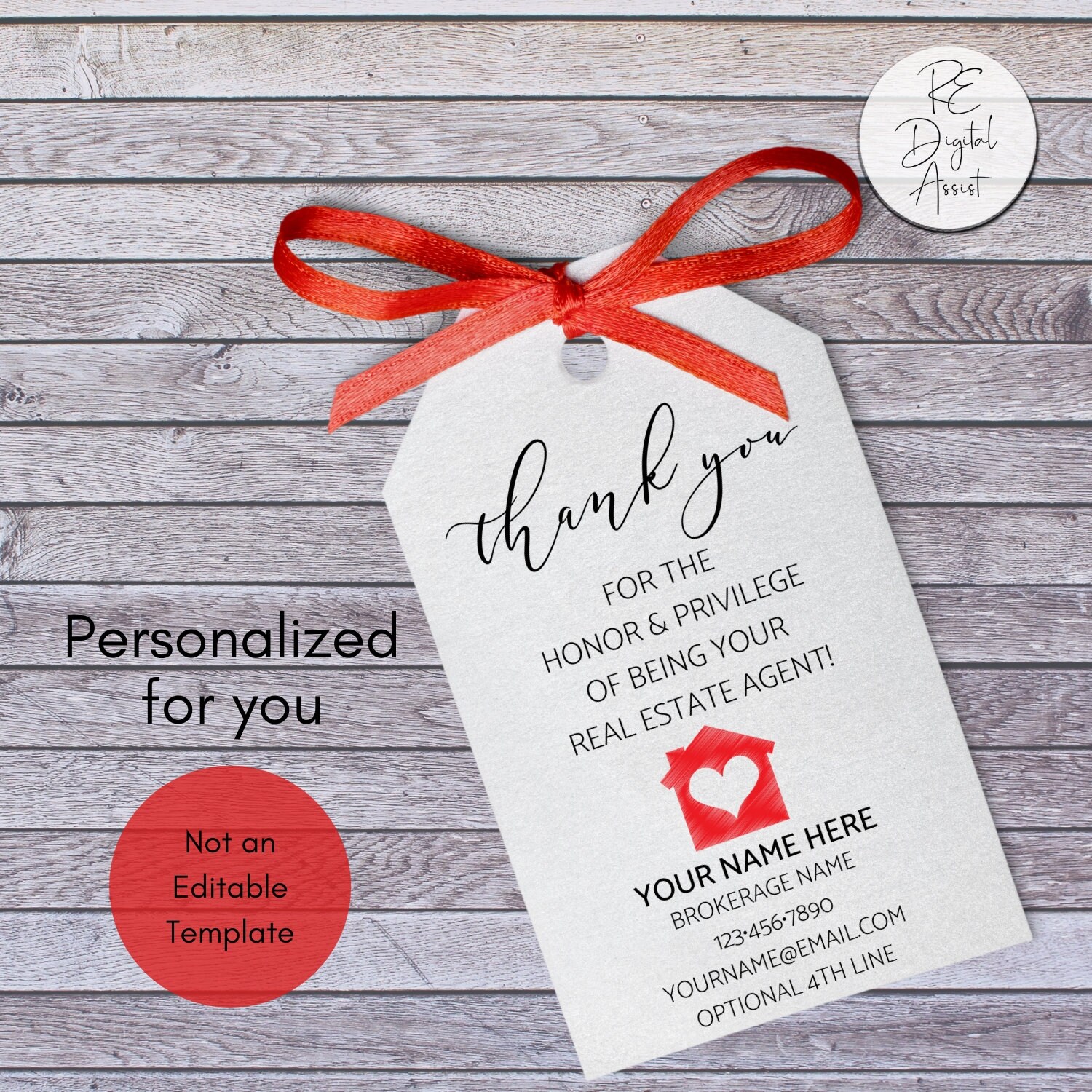 Greeting Cards Orange Watercolor Tag Print and Cut For Realtor Clients ...