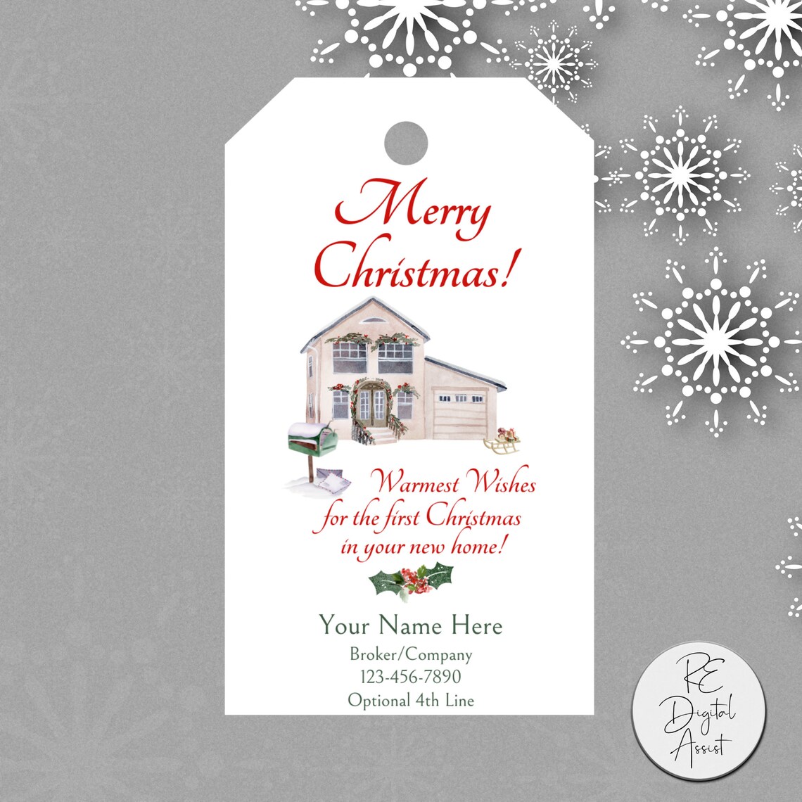 New Home Christmas Real Estate Gift Tag Personalized Home - Etsy