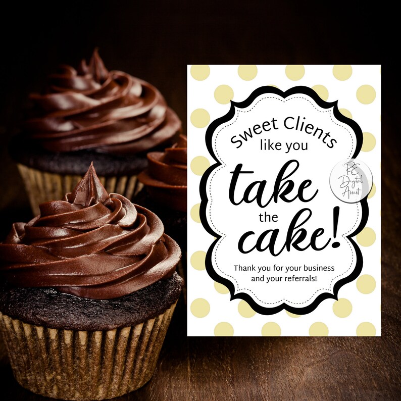 PRINTABLE Cake Cupcake Gift Tags Business Client Referral - Etsy