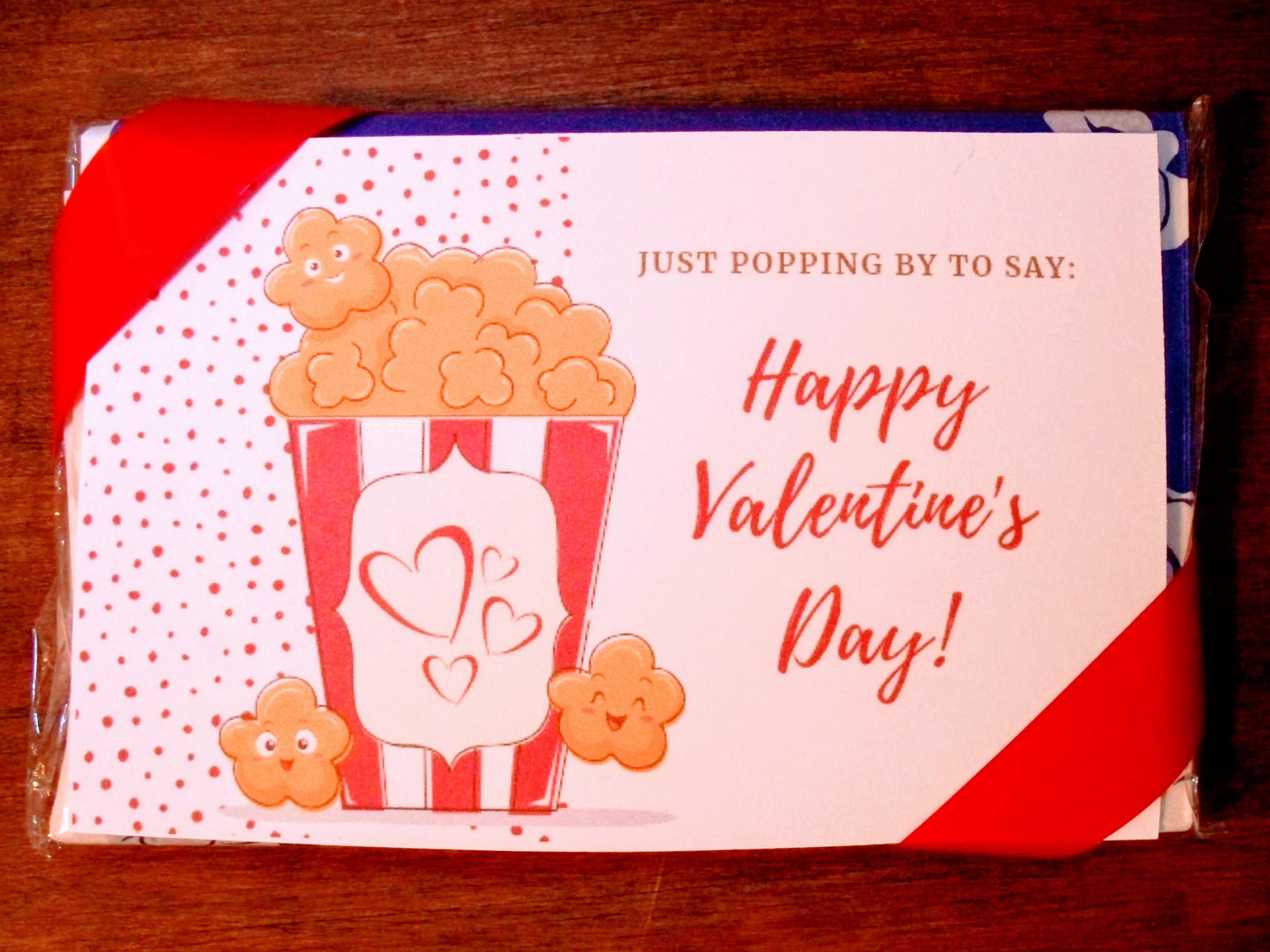 Valentine's Popcorn Treat Cards Printable, Valentine's Day Printable ...