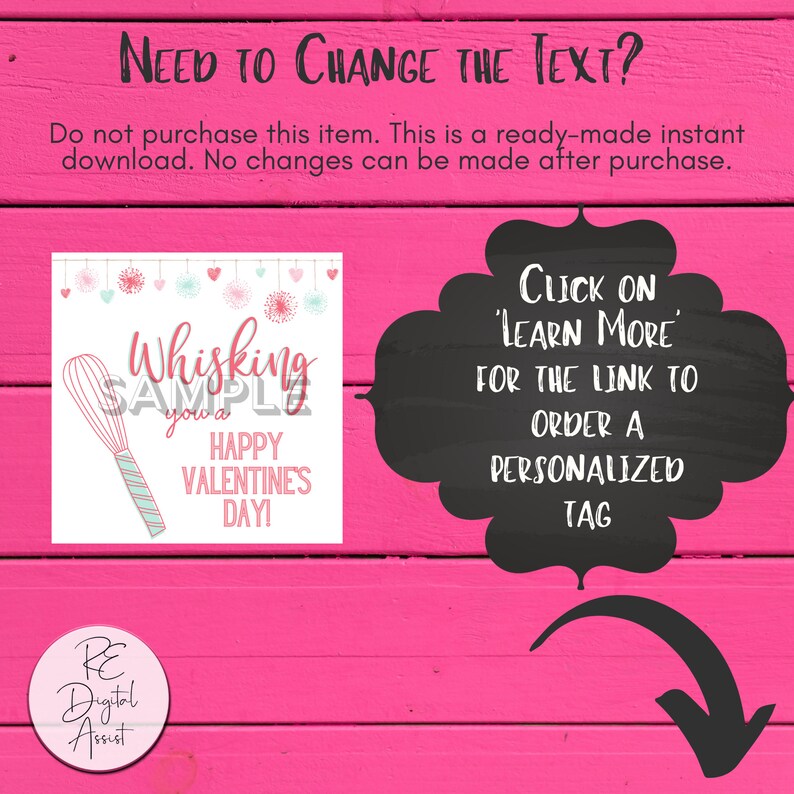 Valentine Whisk Gift Tag Download Chef Kitchen Business | Etsy