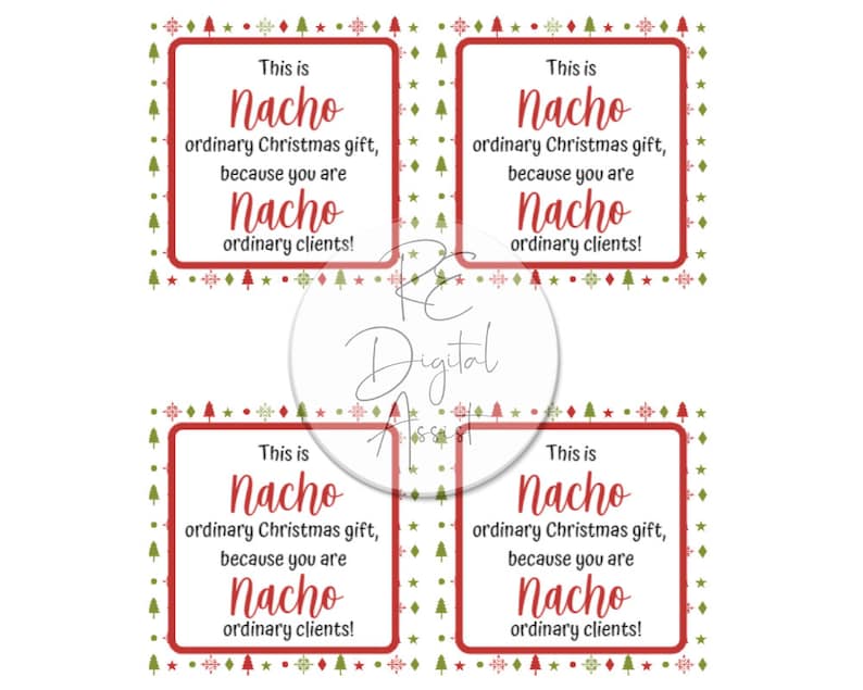 NACHO Christmas Gift Tags Printable Neighbor Gift Real - Etsy