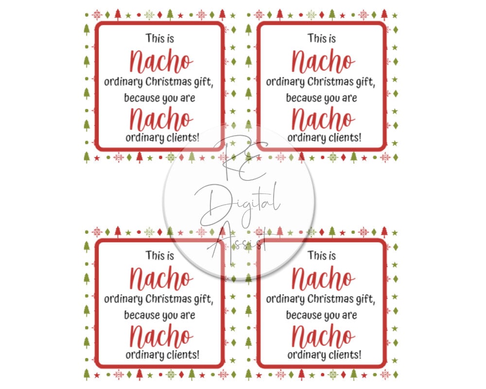 NACHO Christmas Gift Tags Printable Neighbor Gift Real - Etsy