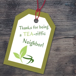NEIGHBOR Tea Gift Tags Printable | Instant Download and Print Neighbor ...