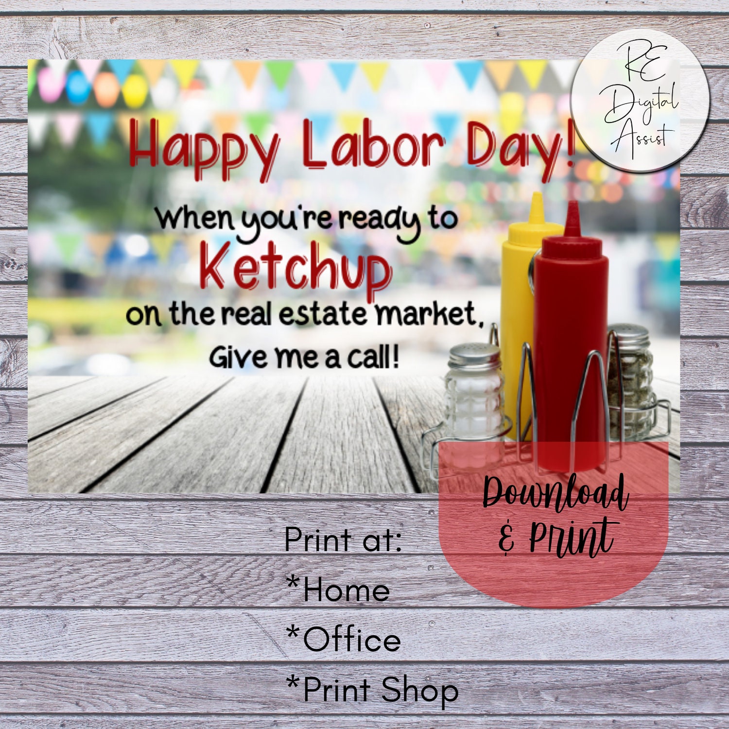 Labor Day Real Estate Marketing 4x6 Postcard, Summer Farm Door Knocking ...