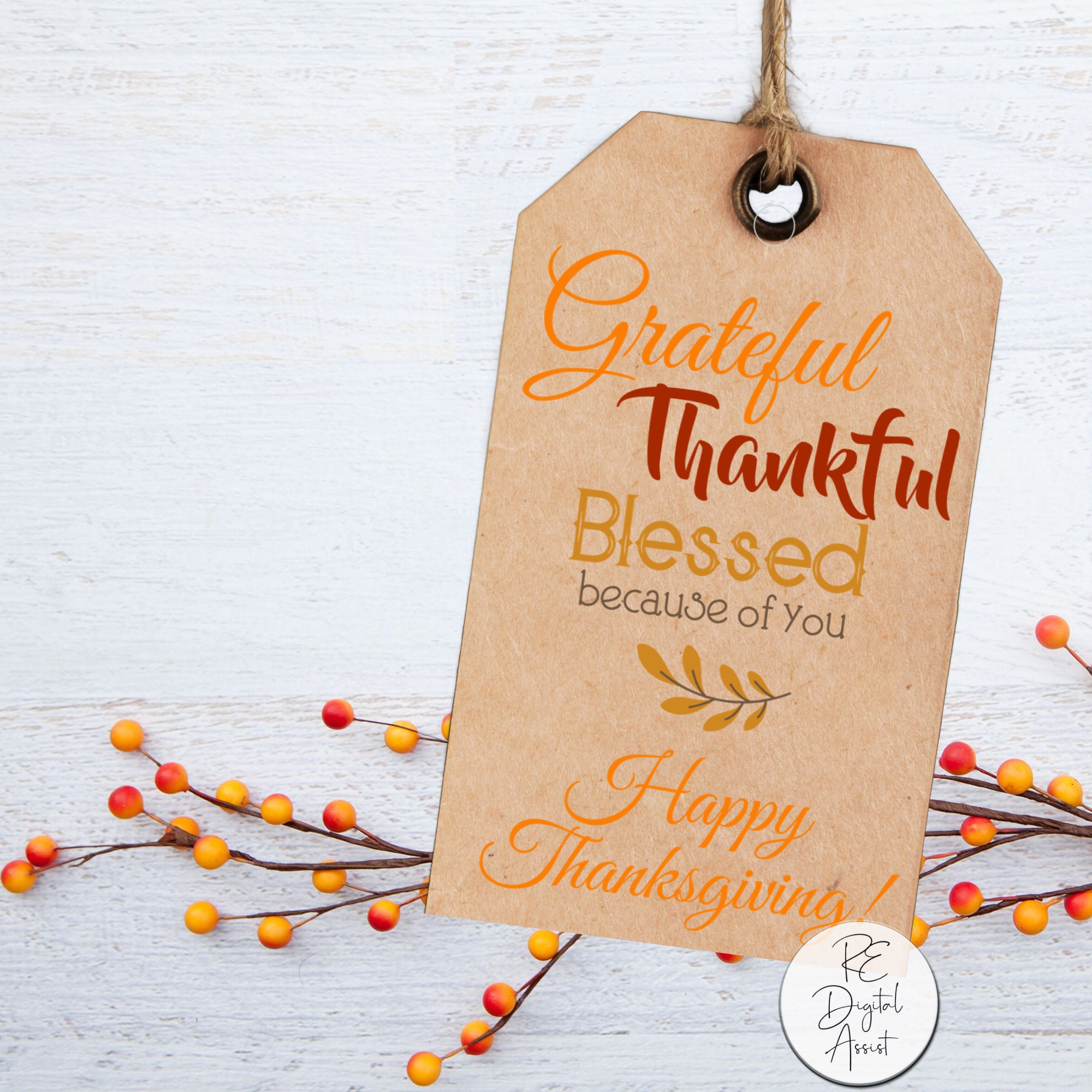 Thanksgiving Thankful Tags Printable Grateful Blessed Real - Etsy
