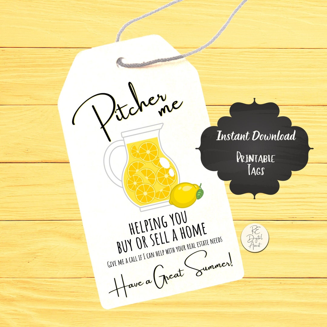 PRINTABLE Lemonade Pitcher Real Estate Pop by Tags, Summer Pop by Card ...