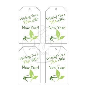 NEW YEAR Tea Gift Tags Printable Gift | Healthy New Year Gift ...