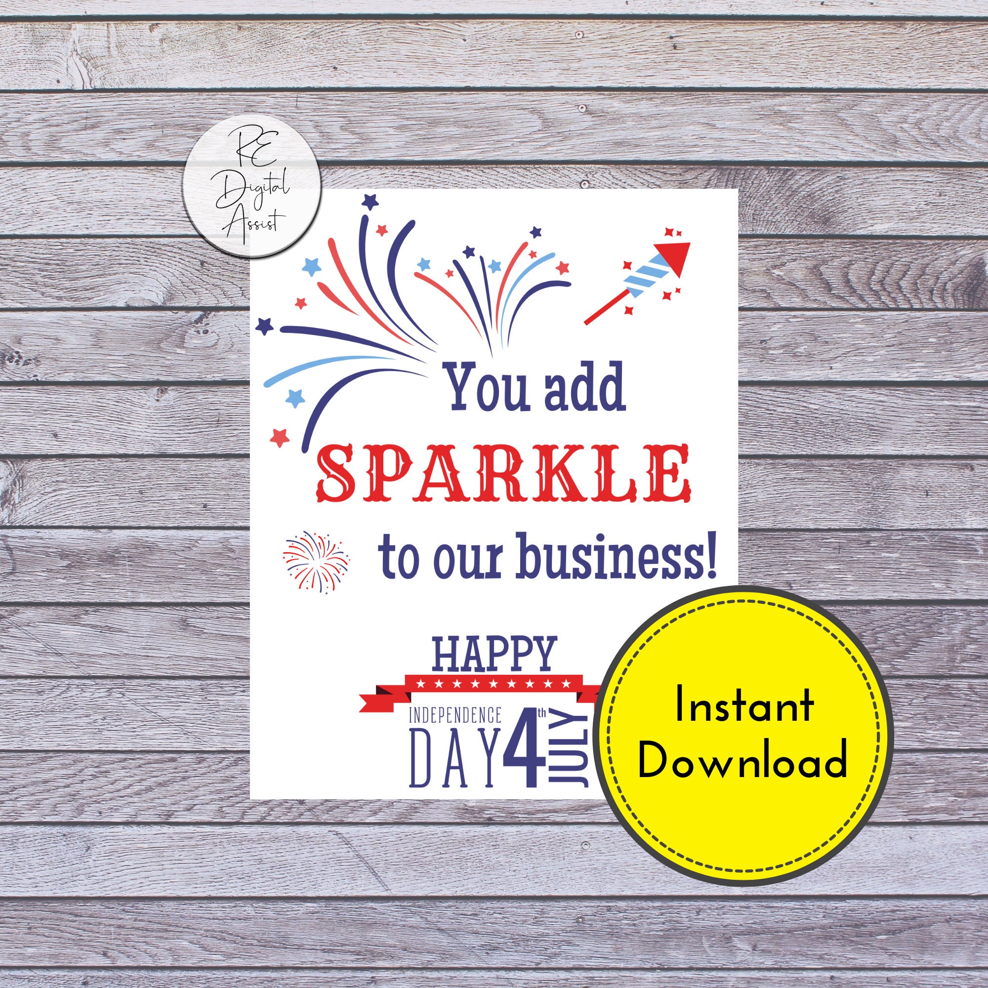 Real Estate 4th of July Printable Sparkler Fireworks Tag - Etsy