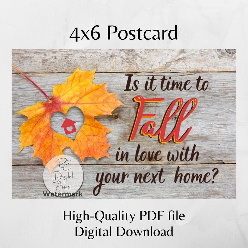 Fall Real Estate Sellers Postcard Front Farm Fall September | Etsy