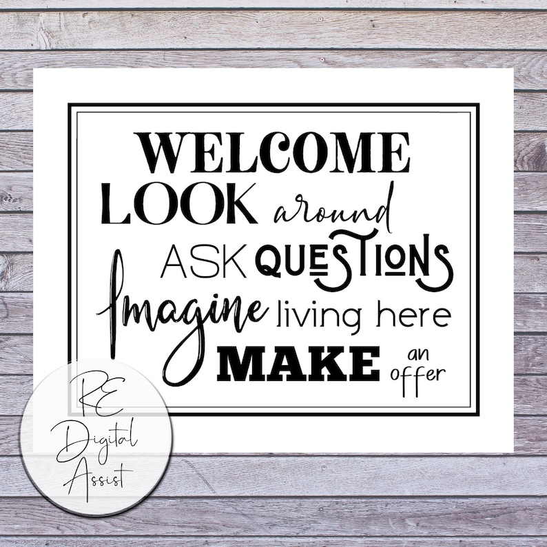 Open House Welcome Sign Printable Real Estate Agent Broker | Etsy