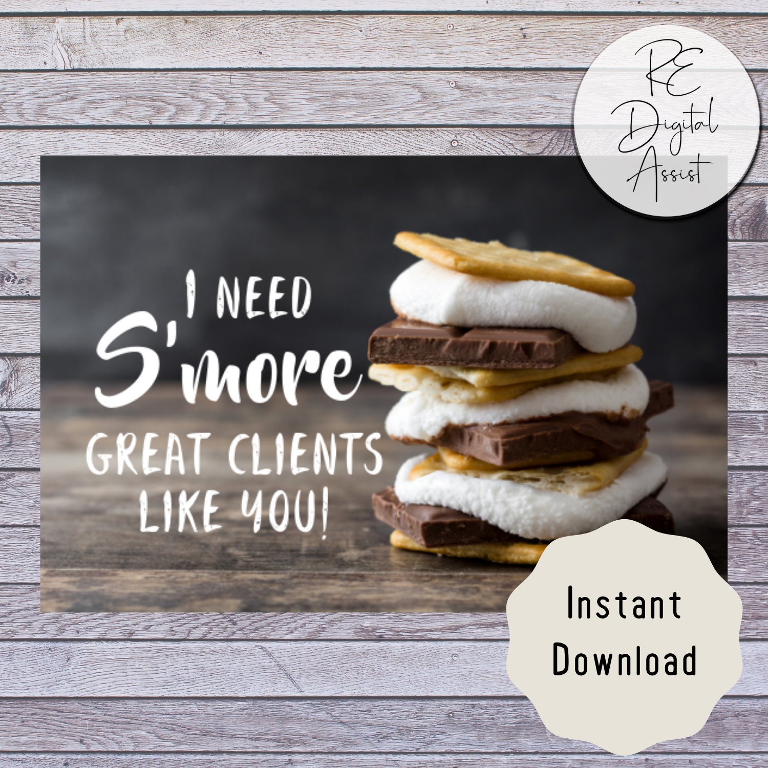 S'mores Clients Referral Business Printable Card, Summer Real Estate ...