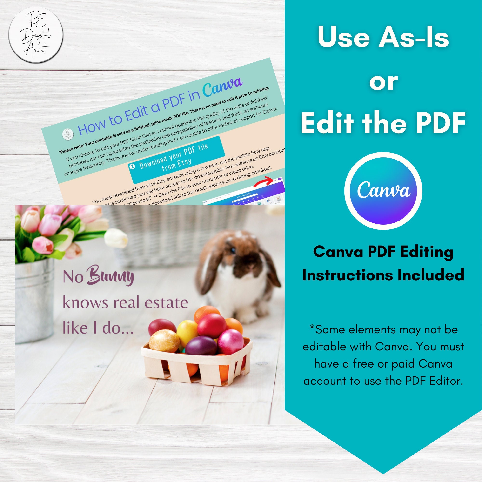 Real Estate Marketing Easter 4x6 Bunny Postcard April Real - Etsy