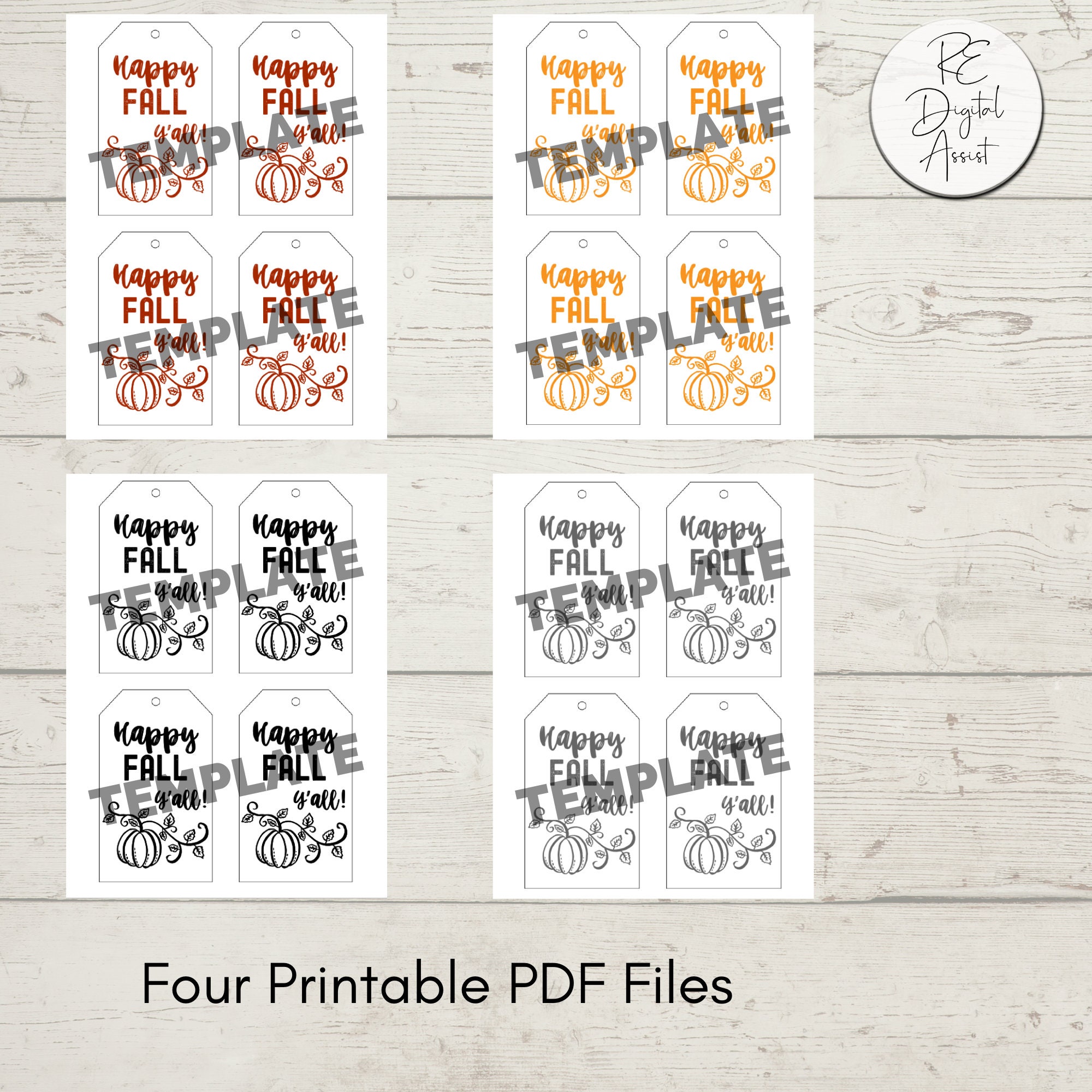Happy Fall Ya'll Printable Tag in 4 Colors, Agent Broker Business ...