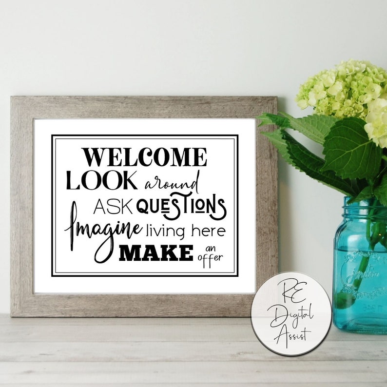 Open House Welcome Sign Printable Real Estate Agent Broker | Etsy