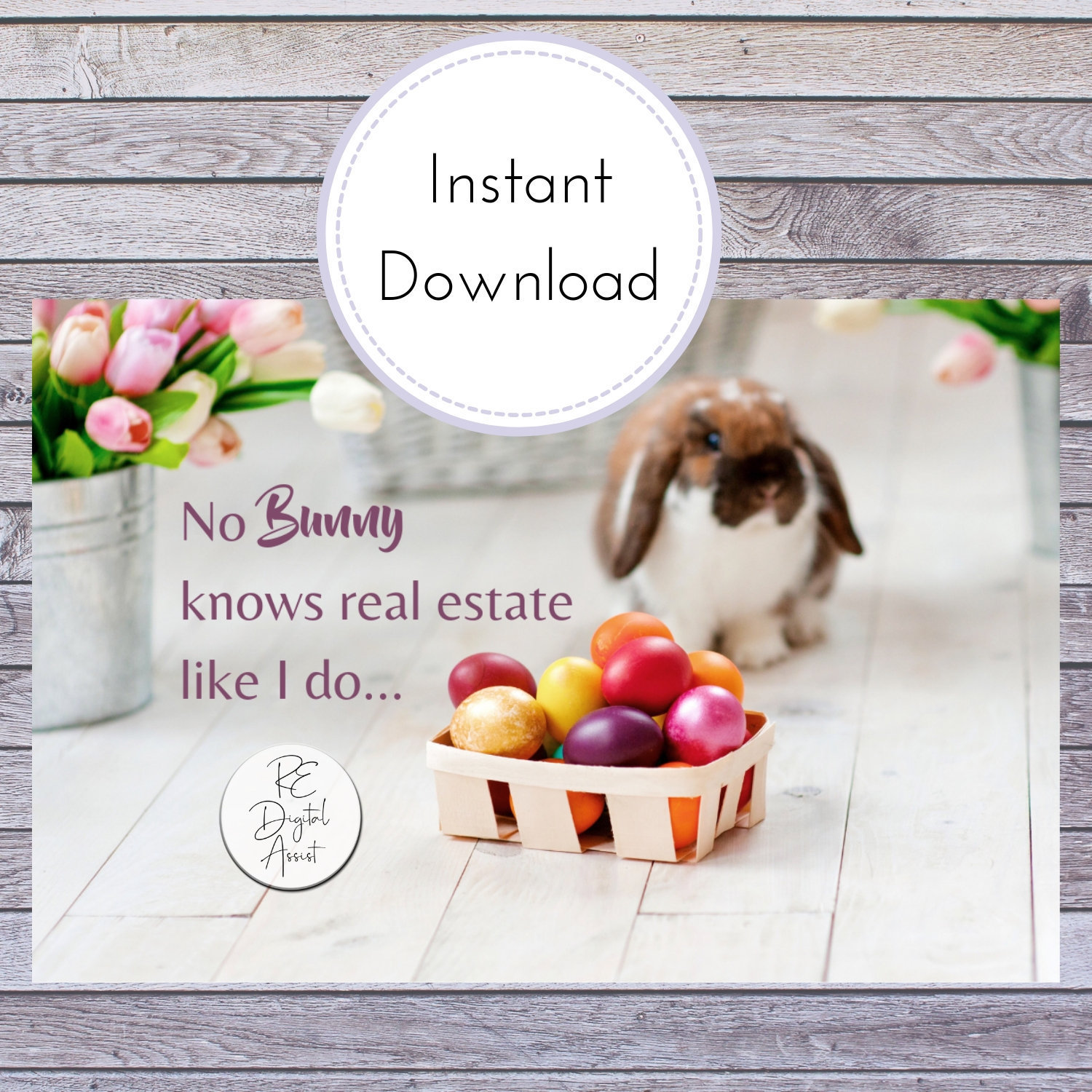 Real Estate Marketing Easter 4x6 Bunny Postcard | April Real Estate ...