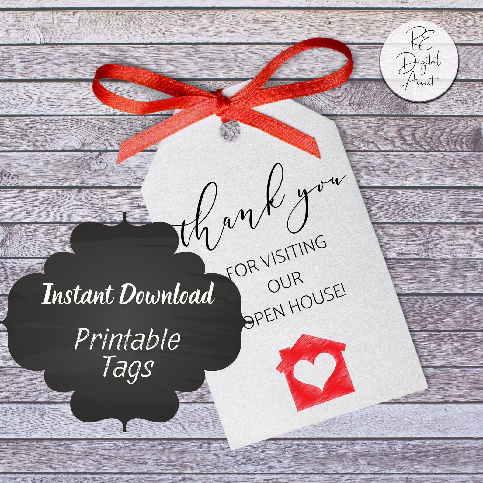 Open House Thank You Heart Tags Printable Real Estate Agent - Etsy