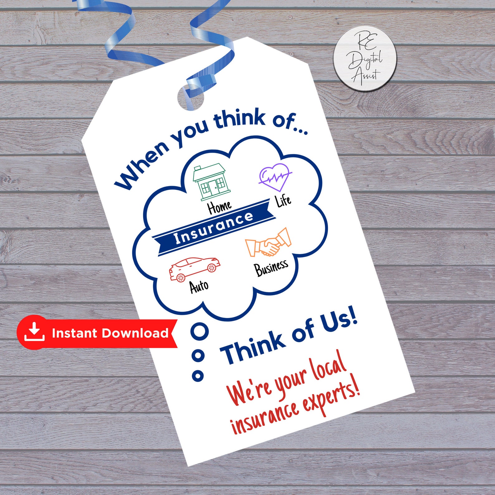 PRINTABLE Think of Insurance Tags Business Referrals Pop by - Etsy