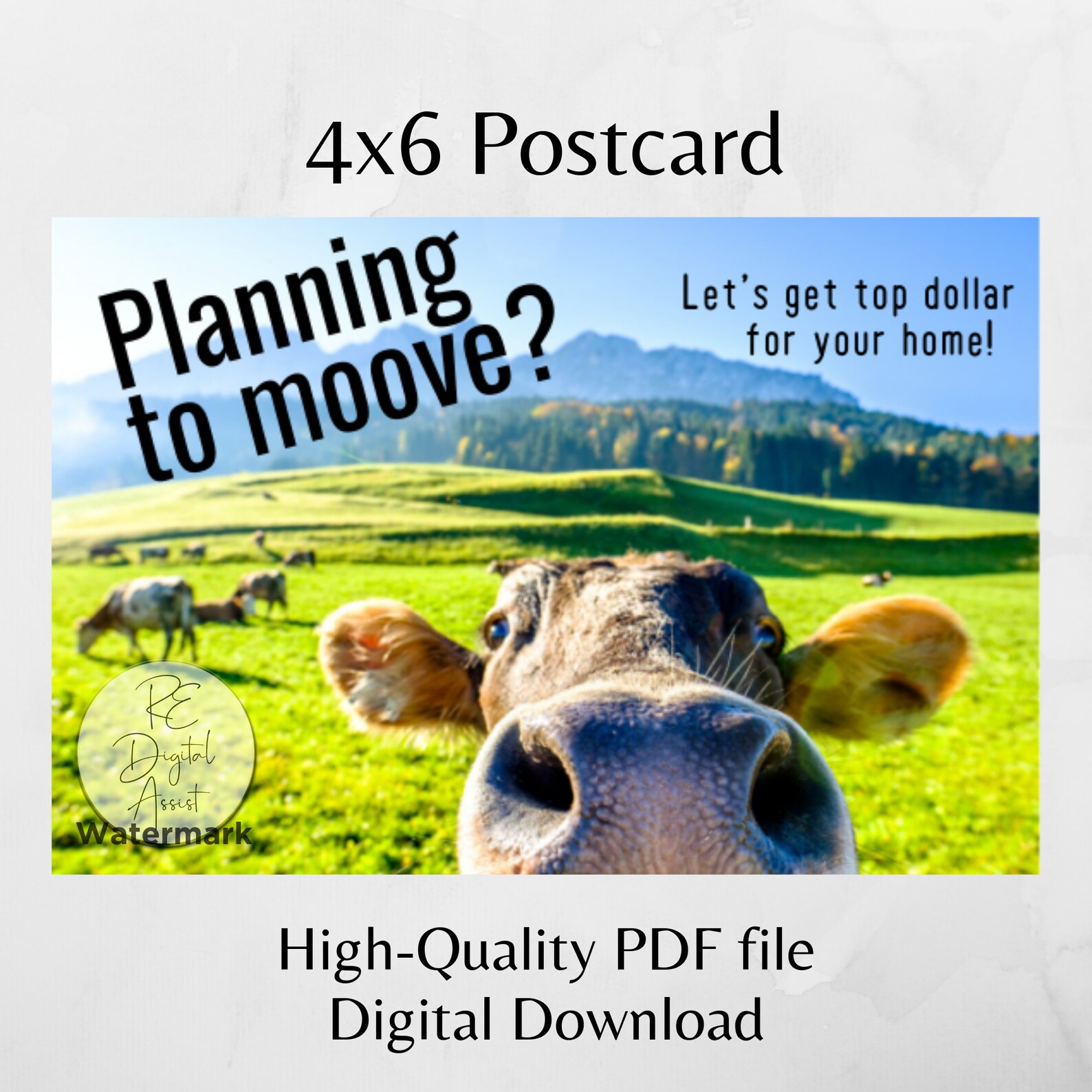 Planning to Moove Real Estate Farm Marketing Postcard Front | Home ...