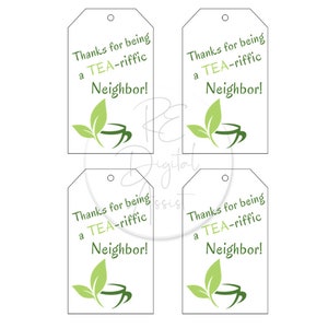 NEIGHBOR Tea Gift Tags Printable | Instant Download and Print Neighbor ...