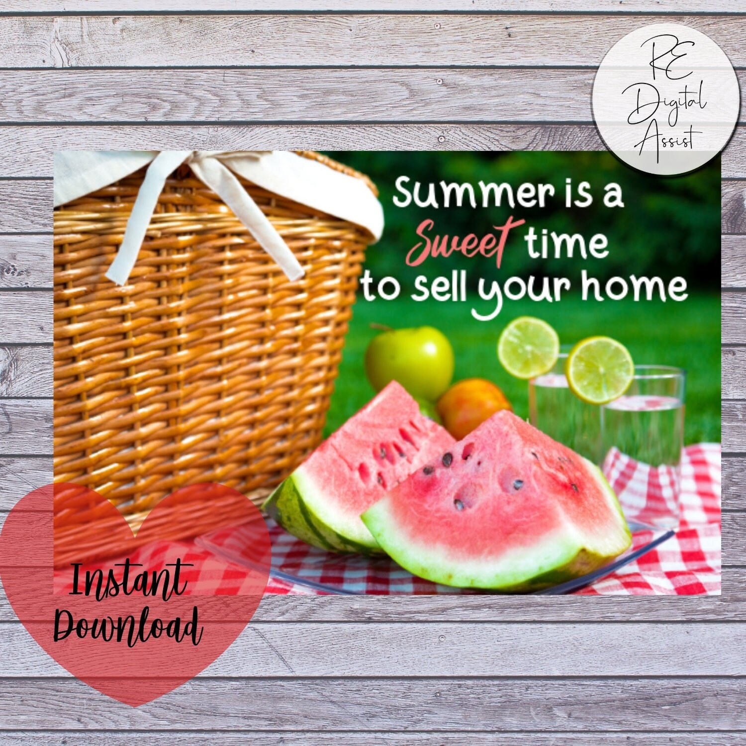 Summer Real Estate Marketing 4x6 Melon Postcard, Home Sellers Door ...