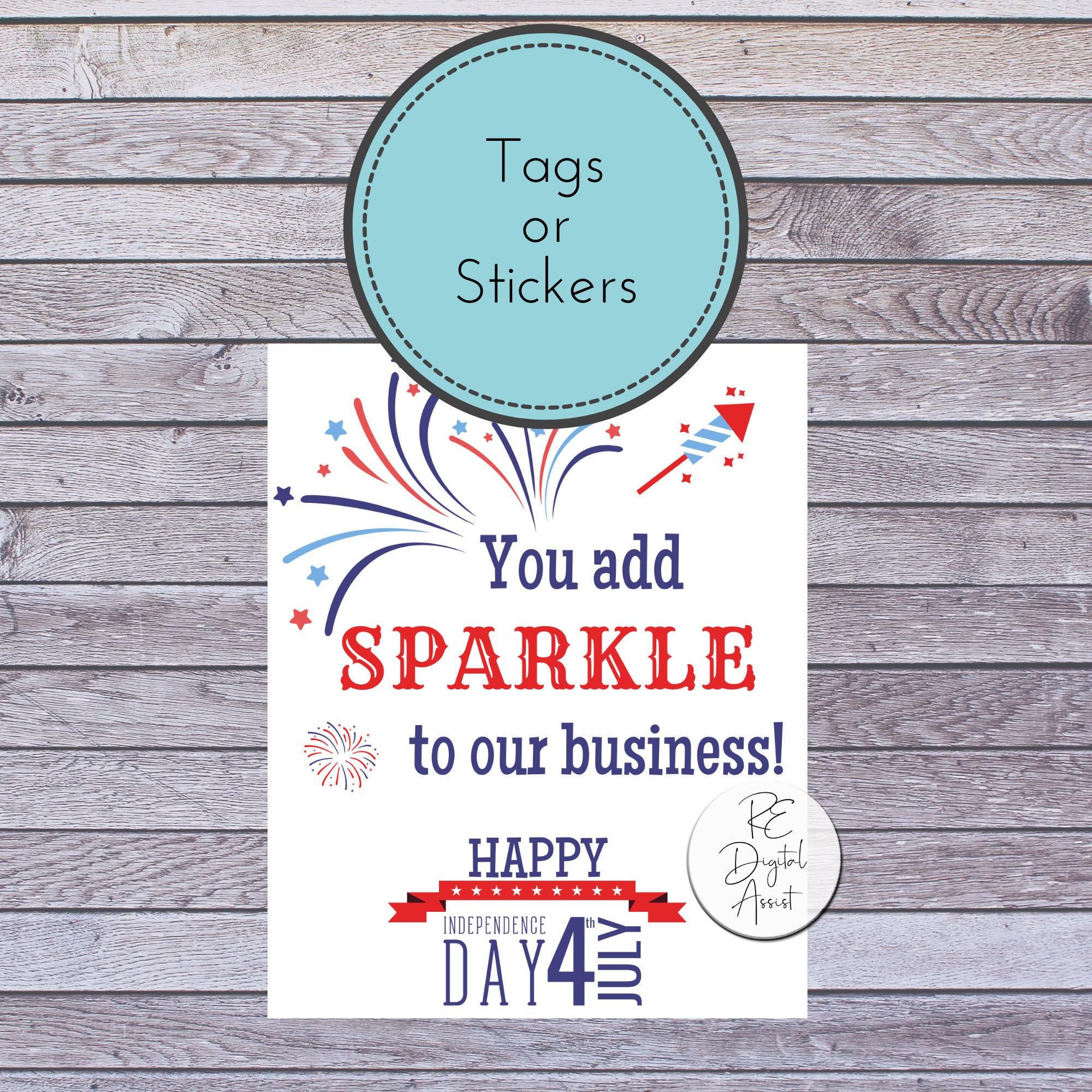 Real Estate 4th of July Printable Sparkler Fireworks Tag - Etsy