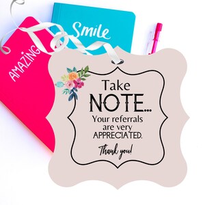 Notebook Thank You Gift Tags for Referrals, Real Estate Pop by Note ...