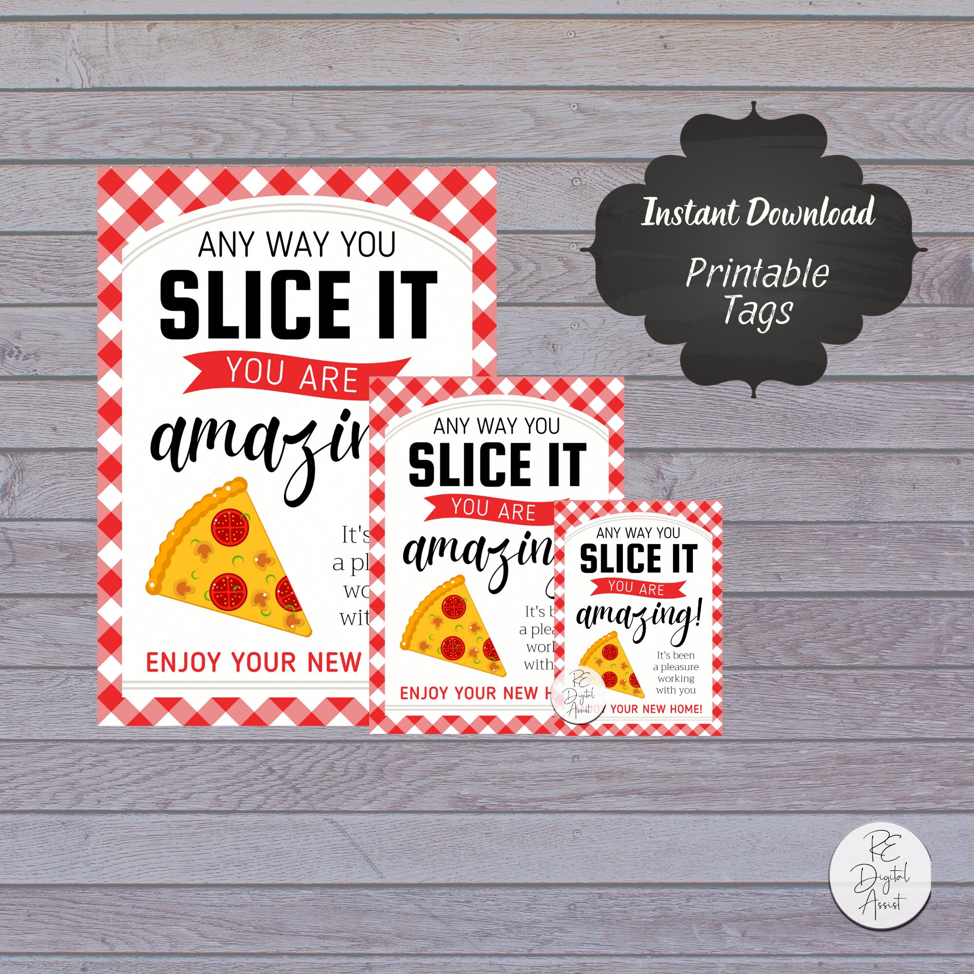 PRINTABLE Pizza Home Buyer Real Estate Pop by Gift Tags - Etsy