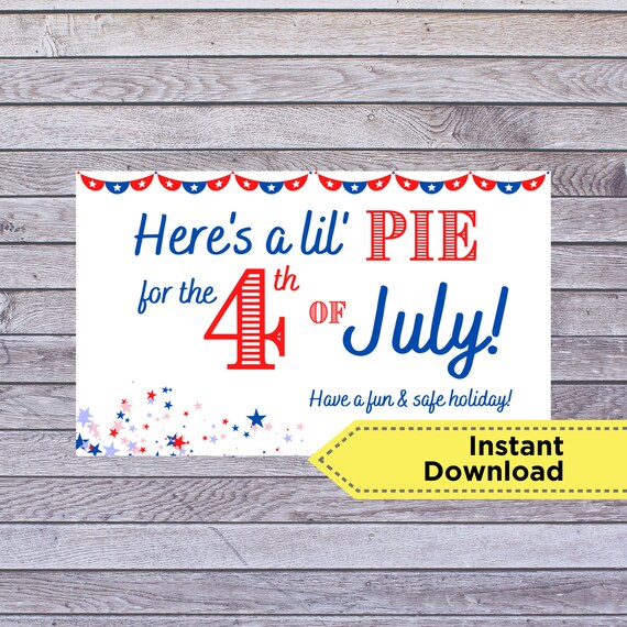 4th of July Pie Printable Business Marketing Tag Label Sticker - Etsy