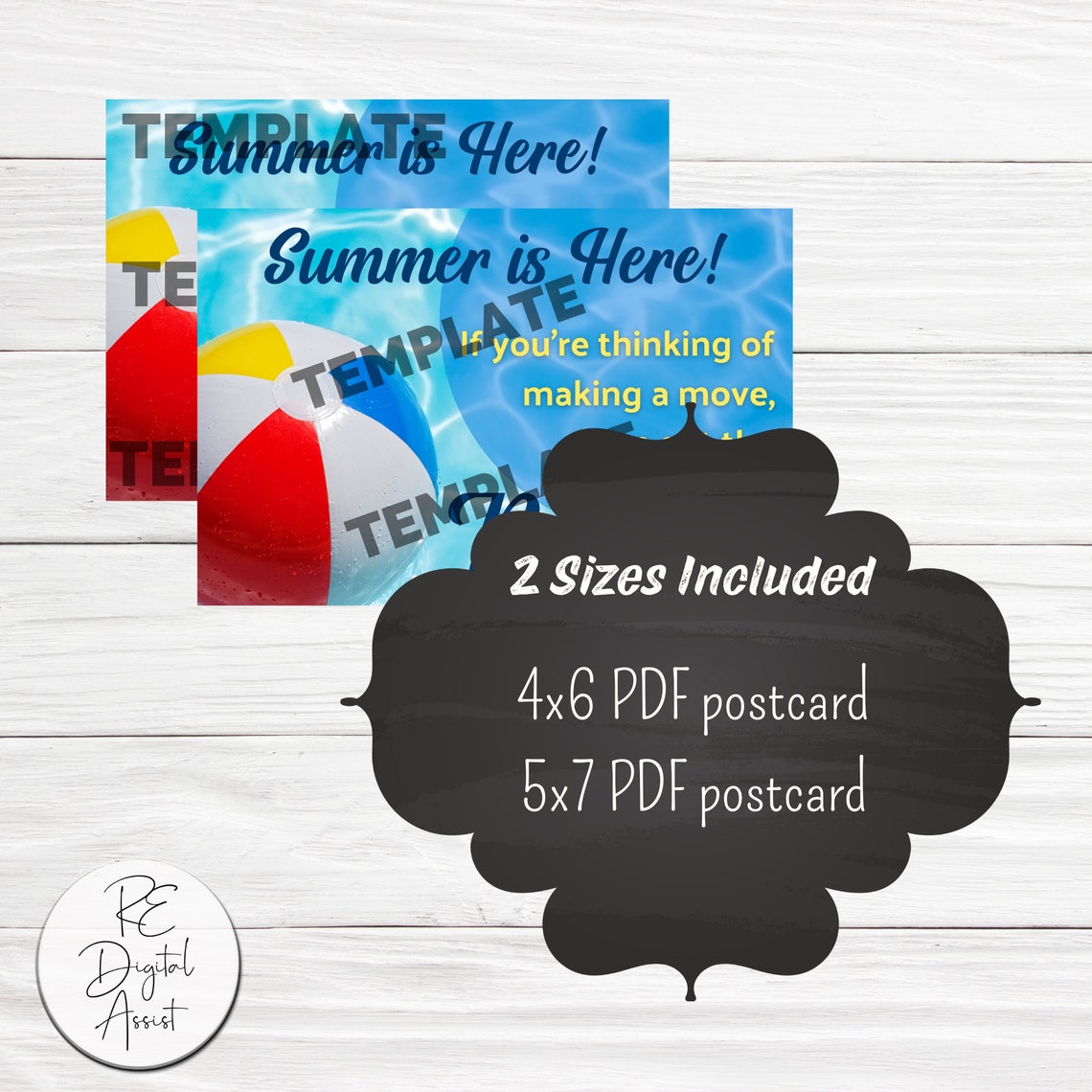 PRINTABLE Summer Beach Ball Real Estate Postcard Front Ball - Etsy