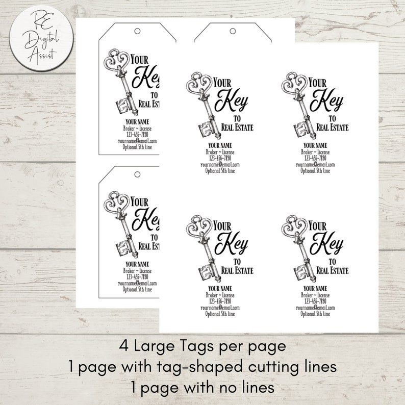 Key to Real Estate Printable Pop by Tags, Real Estate Agent Broker ...